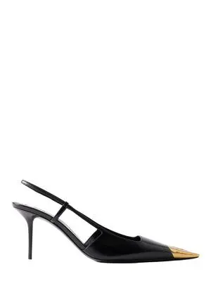 Saint Laurent SAINT LAURENT Jeanne Embellished Leather Slingback Pumps Black