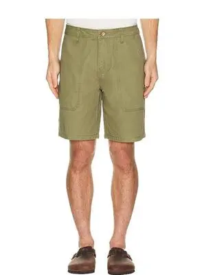 Brixton Surplus Vintage Wash Herringbone Shorts - Olive