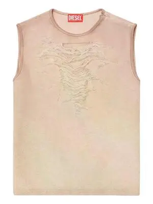 DIESEL® Sleeveless Distressed Crewneck Top - Neutrals