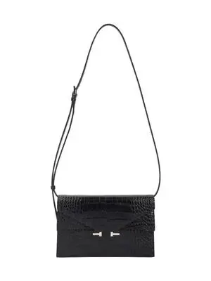 TOM FORD Crocodile Effect Shoulder Bag - Black