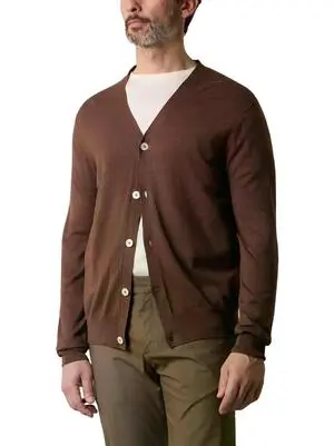 Brooks Brothers V-neck Ribbed Cardigan - Brown
