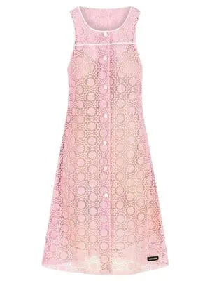 Miu Miu Miu Miu Sleeveless Floral Motif Midi Dress Pink