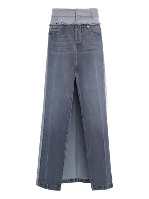 Stella McCartney Deconstructed Denim Maxi Skirt - Grey