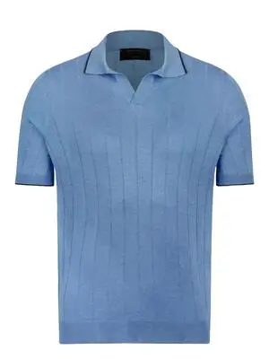 GRAN SASSO Ribbed V-neck T-shirt - Blue
