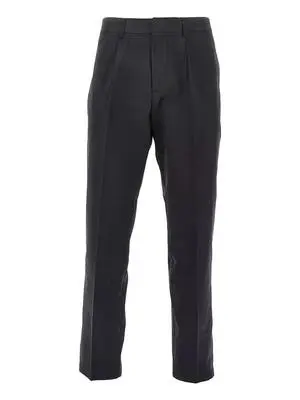 Emporio Armani Pleated Cotton Trousers - Blue
