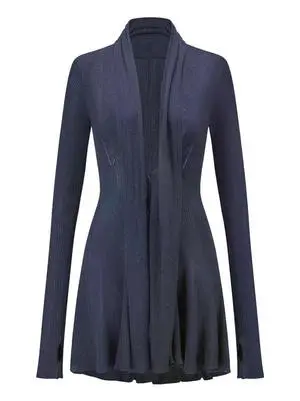 OUDE WAAG Ribbed Knit Long Sleeve Cardigan - Blue