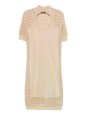 Lorena Antoniazzi Open-knit V-neck Dress - Neutrals