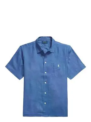 Polo Ralph Lauren Embroidered Pocket Linen Shirt Blue