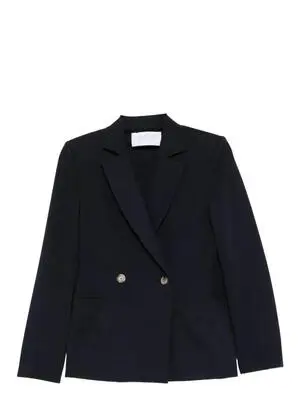 Harris Wharf London Double-breasted Notched Lapel Blazer - Blue