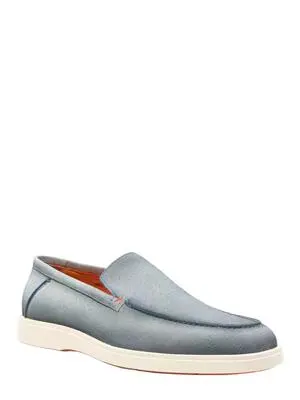 Santoni Suede Loafers With Tonal Stitching - Blue