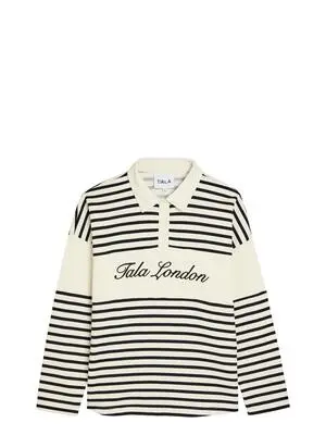 TALA Rugby Striped Cotton-blend Polo Jumper - Ivory