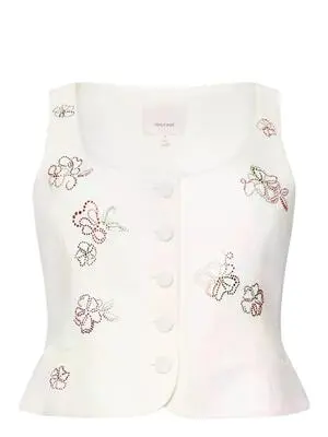 Cinq À Sept Rowena Embellished Cropped Sleeveless Top - Neutrals