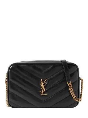 Saint Laurent SAINT LAURENT Loulou Matelassé Textured-Leather Shoulder Bag Black
