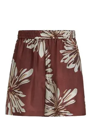Brunello Cucinelli Silk Floral Pull-on Shorts - Red