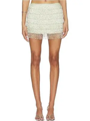 ASTA RESORT Embellished Mini Skirt With Fringe - Mint
