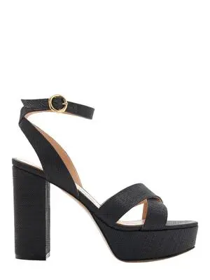 GIANVITO ROSSI Linen Platform Sandals - Black