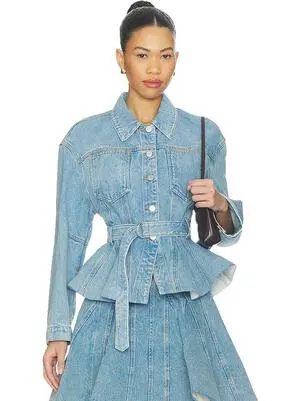 AKNVAS Alex Peplum Denim Jacket - Blue