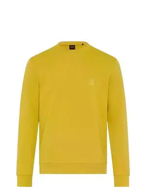 BOSS Square-patch Crew-neck Sweatshirt Yellow