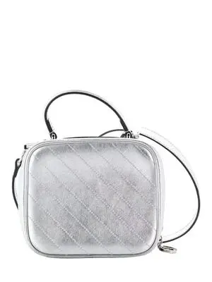 Gucci Blondie Nm Top Handle Shoulder Bag Diagonal Quilted Leather Satchel - Silver