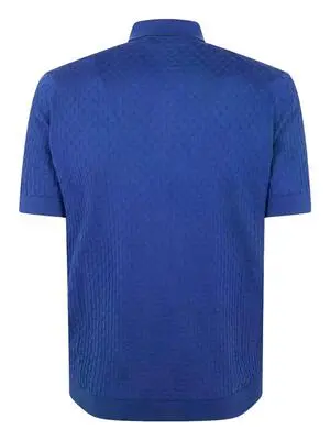 FILIPPO DE LAURENTIIS Textured Polo Shirt - Blue