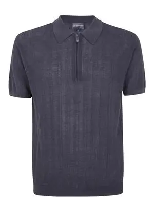 Emporio Armani Zip-up Polo Shirt - Grey