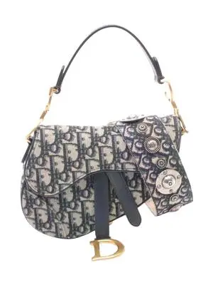 Dior Christian Dior Mini Saddle Bag In Oblique Canvas Brown