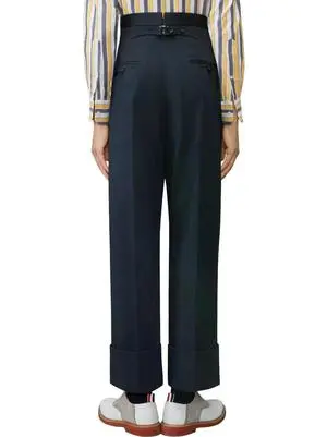 THOM BROWNE Thom Browne Double Pleat Trousers With Cuffed Hem