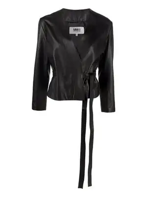 MAISON MARGIELA Wrap-style Leather Jacket - Black