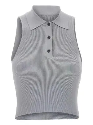 A. ROEGE HOVE Ribbed Button Polo Top - Grey