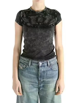 DIESEL® T-Mely Cup-Detail T-Shirt Grey