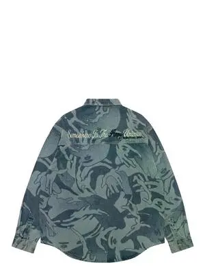 AAPE BY *A BATHING APE Aapeunvs Buttoned Print Shirt Blue