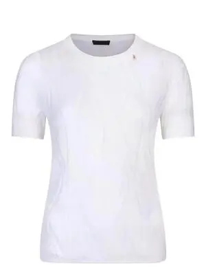 Liu Jo LIU JO Perforated Round Neck Short Sleeve Knit Top White