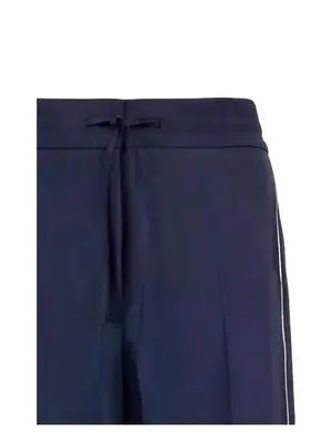 P.a.r.o.s.h Navy Piped Trim Wide Leg Trousers - Blue