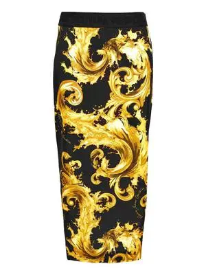 Versace Barocco Print Pencil Skirt - Black