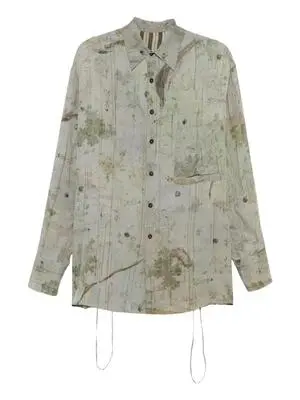 ZIGGY CHEN Floral Print Long Sleeve Shirt - Grey