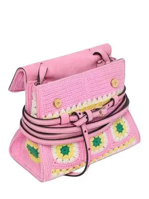 MOSCHINO Moschino Floral Appliqué Crochet Tote Bag