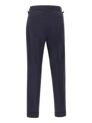 BARBA NAPOLI Virgin Wool Pleat Buckle Trousers - Blue