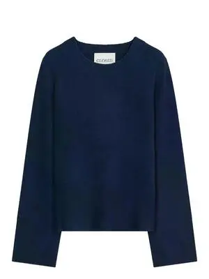 Closed Long-sleeve Crew Neck Wool Sweater - Blue