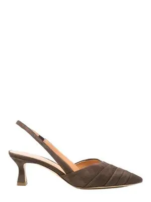 JULIE DEE Pleated Slingback Heeled Pumps Brown