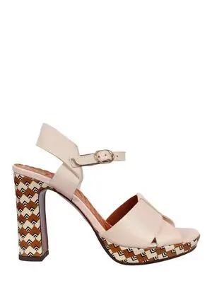 Chie Mihara Patterned Heel Cross-over Sandals - Neutrals