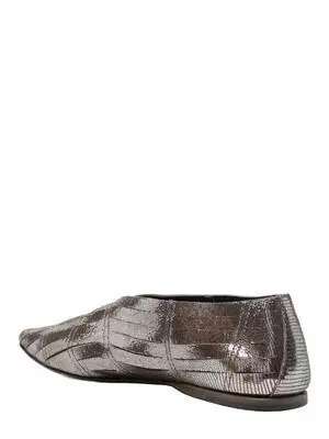 PANTANETTI Tone Pointed Toe Leather Ballet Flats - Silver