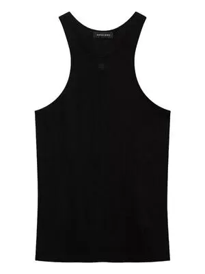 ANINE BING Crew-neck Ribbed Sleeveless Top - Black