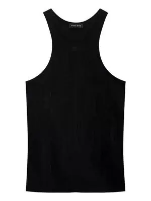 ANINE BING Crew-neck Ribbed Sleeveless Top - Black