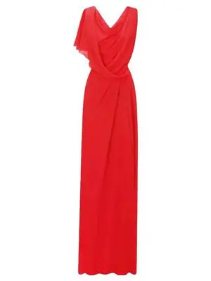 GEMY MAALOUF Gemy Maalouf V-Neck Draped Maxi Dress Red