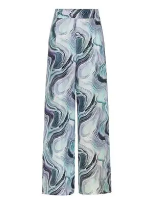 Vilebrequin Printed Wide-leg Silk Trousers - Blue