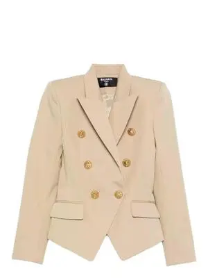 Balmain Gabardine 6-button Jacket - Neutrals