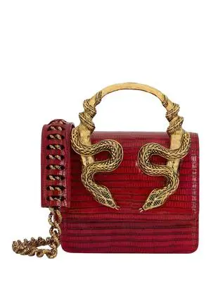 Roberto Cavalli Medium Snake-embellished Top-handle Chain Crossbody Bag - Red
