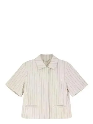 Max Mara Pinstripe Button Cotton Blazer - Neutrals