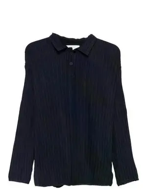 GONGDID DESIGN Pleated Polo Shirt - Blue