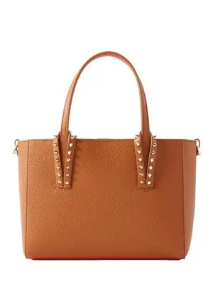 CHRISTIAN LOUBOUTIN Cabata Mini Spiked Textured-leather Tote - Brown